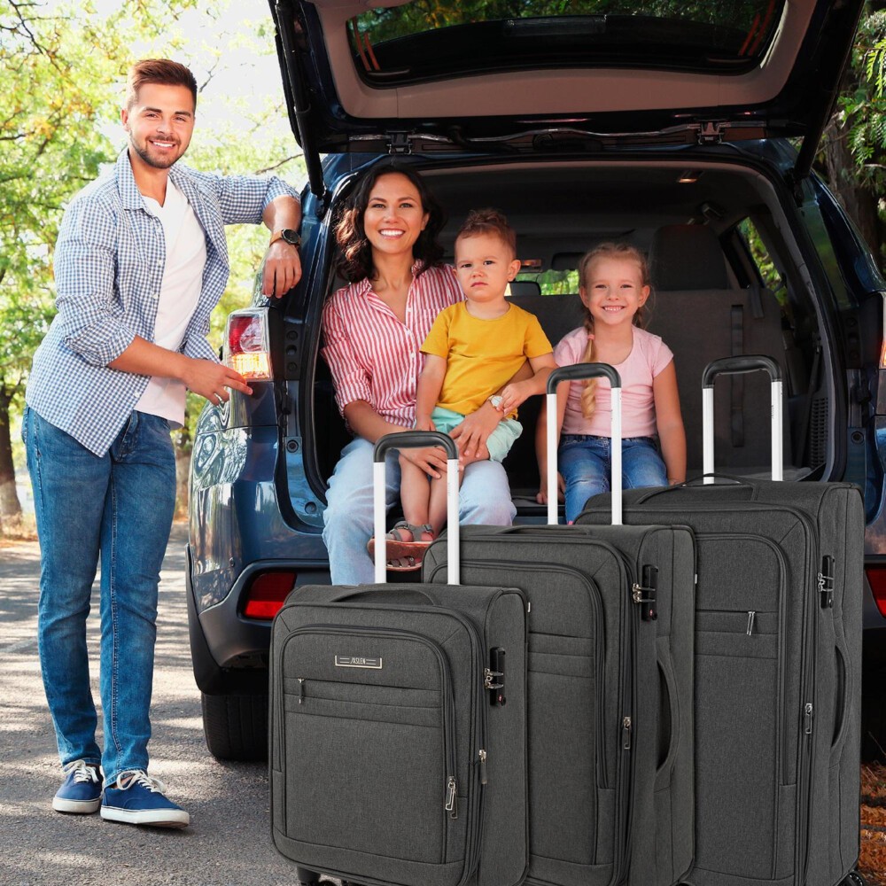 Juego Maletas Cabina, Mediana y Grande EXTENSIBLE Blandas de 4 Ruedas ...